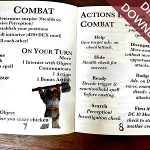 D&D 5e Printable Quick Player Reference Booklet | Dnd New Player Cheat ...