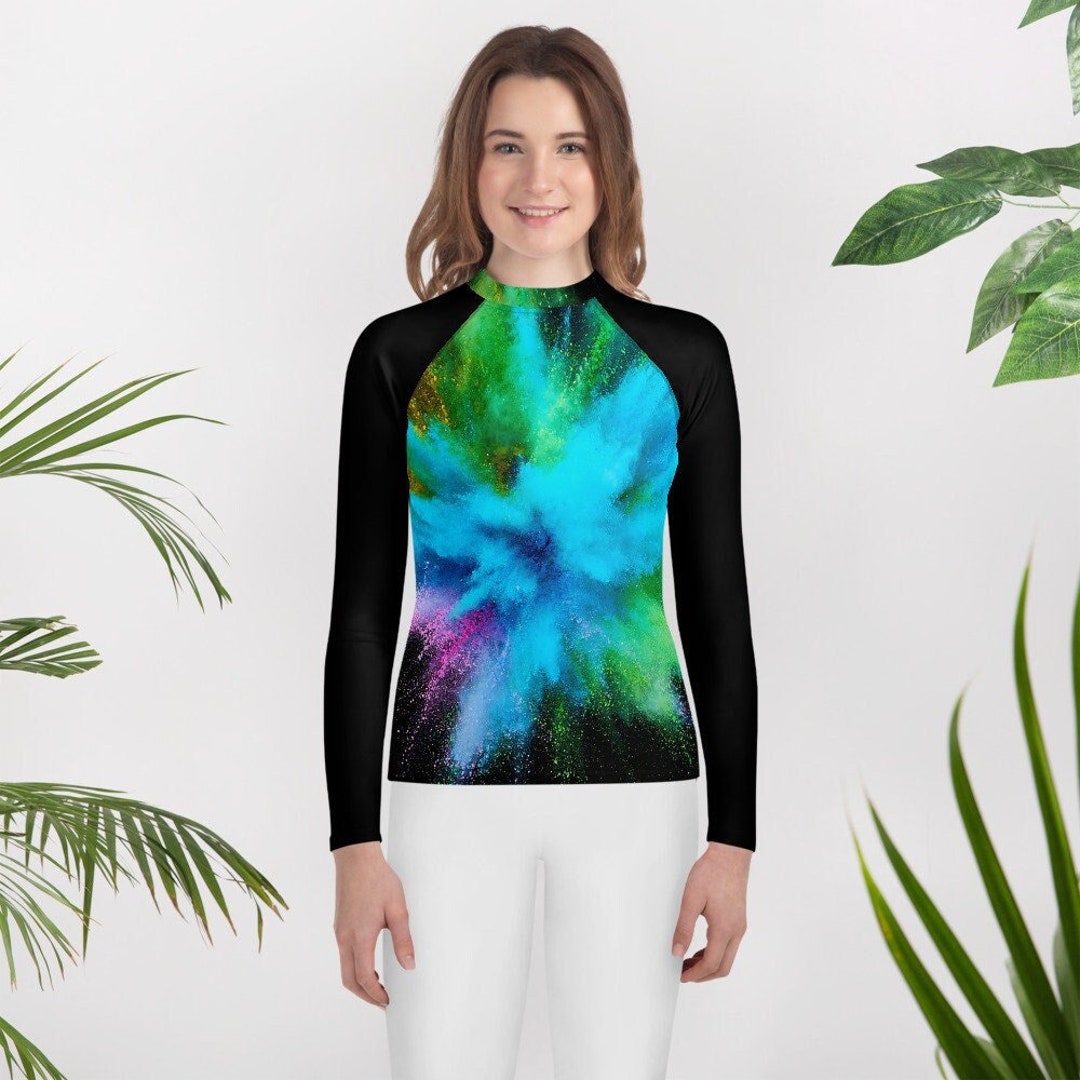Teen Swim Colorful Rash Guard Teen Color Run Powder Rash Guard - Etsy