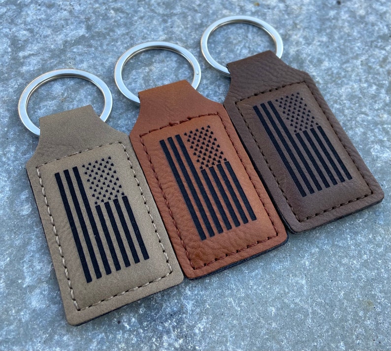 American Flag Leather Keychain: Personalized Patriotic Gift - Etsy