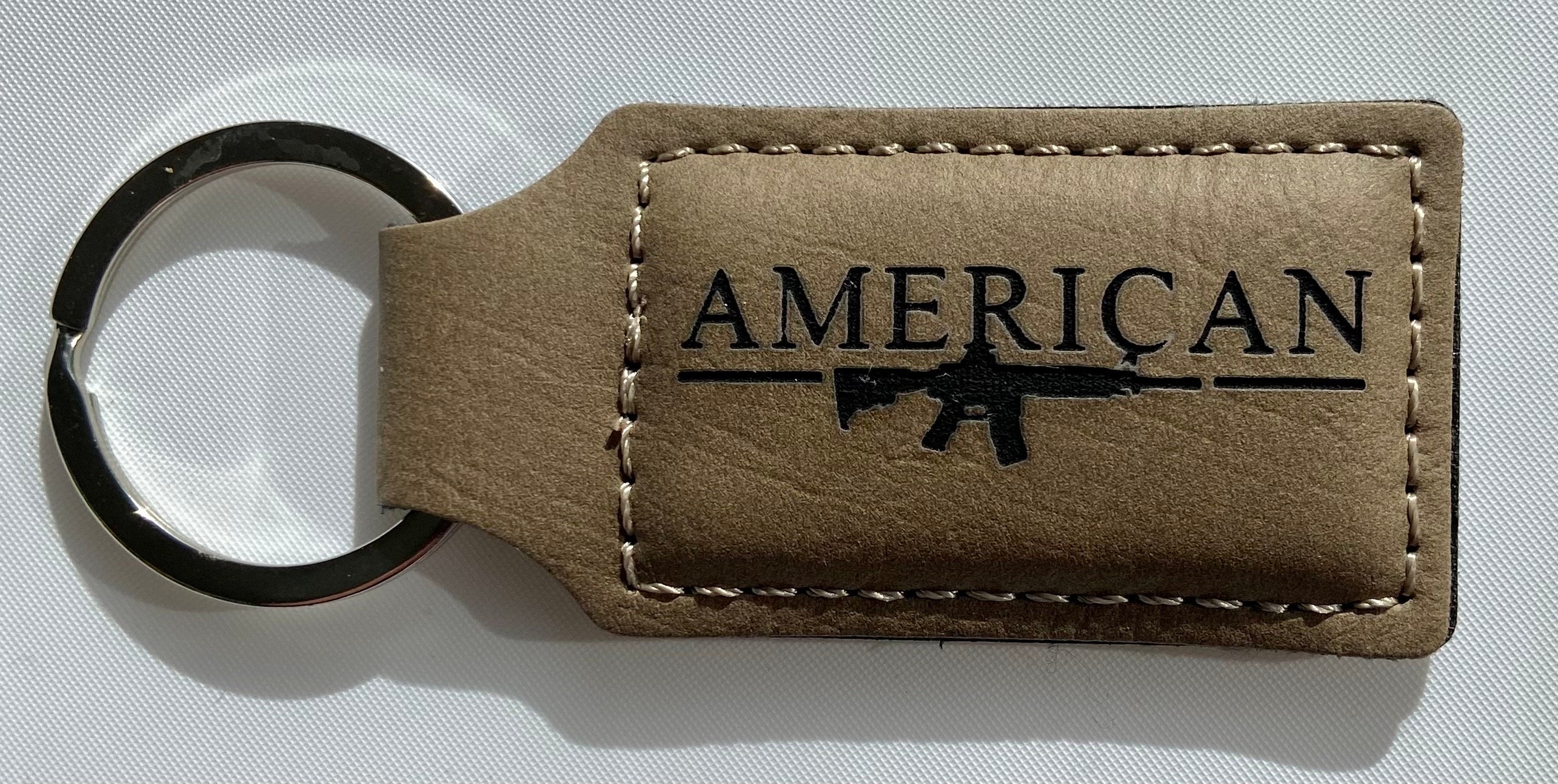 American Gun Leather Keychain, 4th of July, Key Fob, Rifle, Fathers Day ...