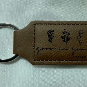 Grow in Grace Faux Leather Keychain: Christian Gift - Etsy