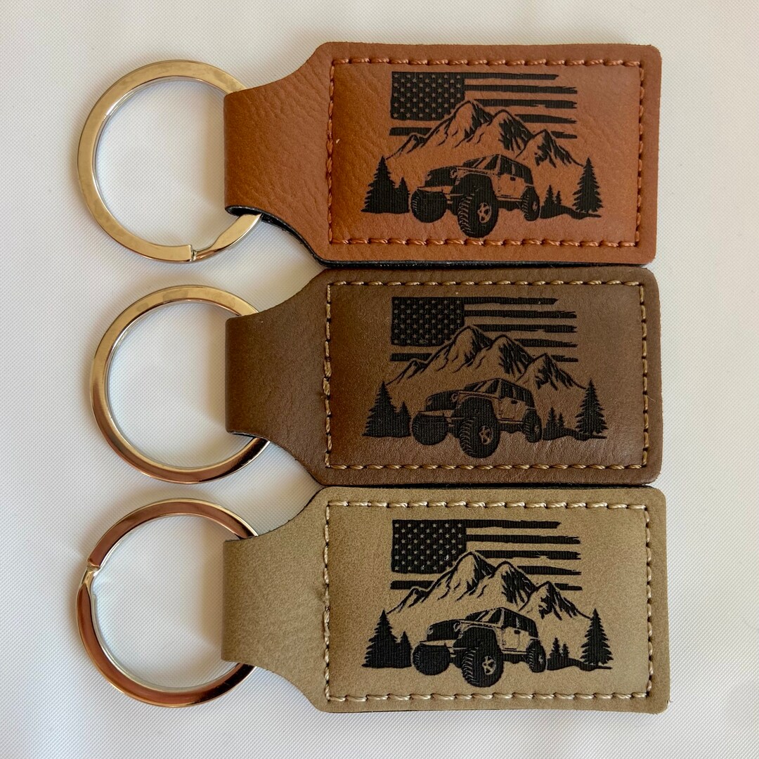 Off-road Adventure Leather Keychain – Engraved Mountain Vehicle ...
