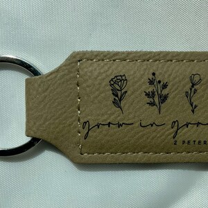 Grow in Grace Faux Leather Keychain: Christian Gift - Etsy