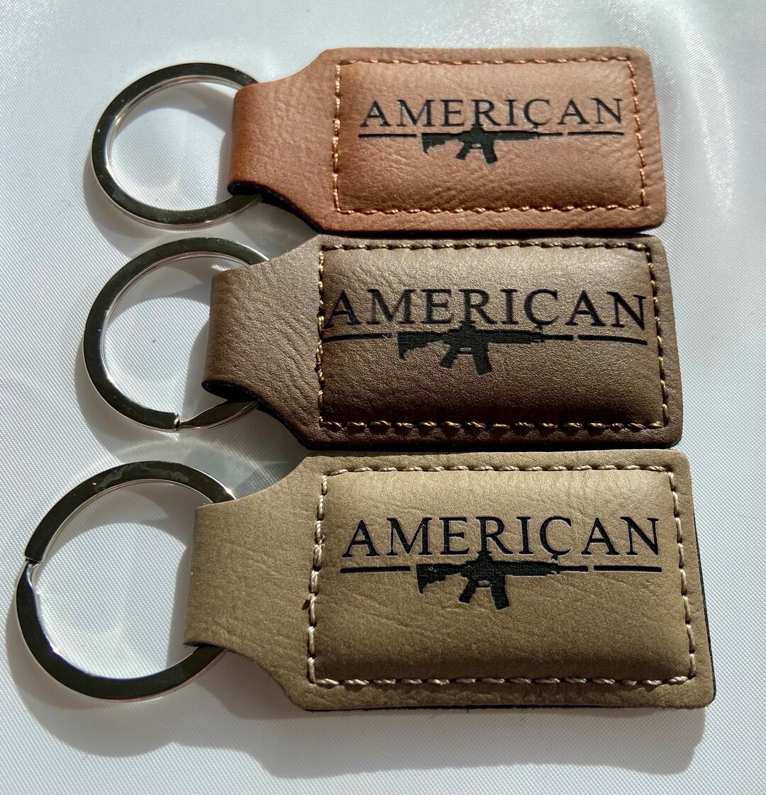 American Gun Leather Keychain, 4th of July, Key Fob, Rifle, Fathers Day ...