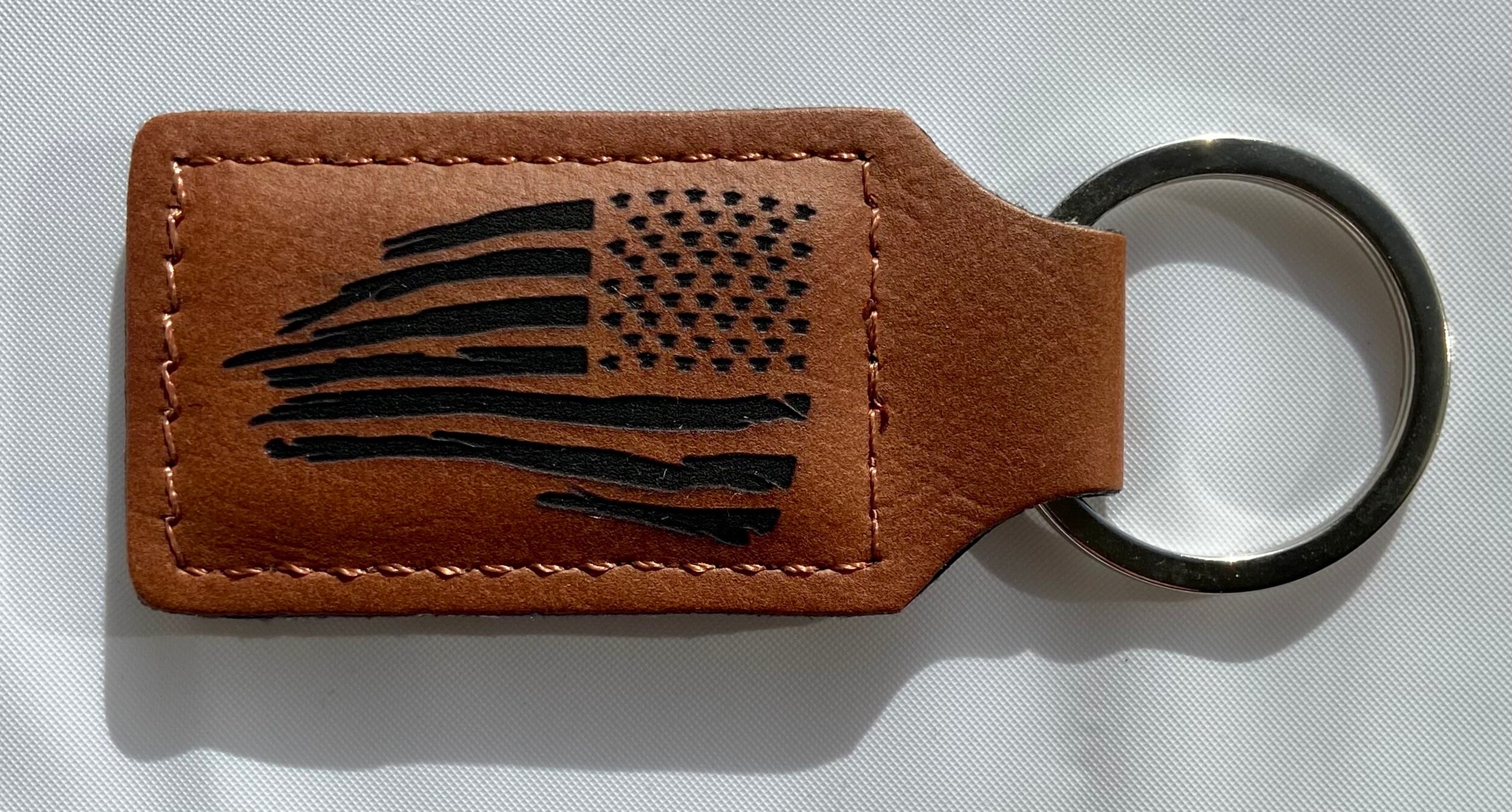 Tattered American Flag Leather Keychain, Minimalist, Key Fob, America ...