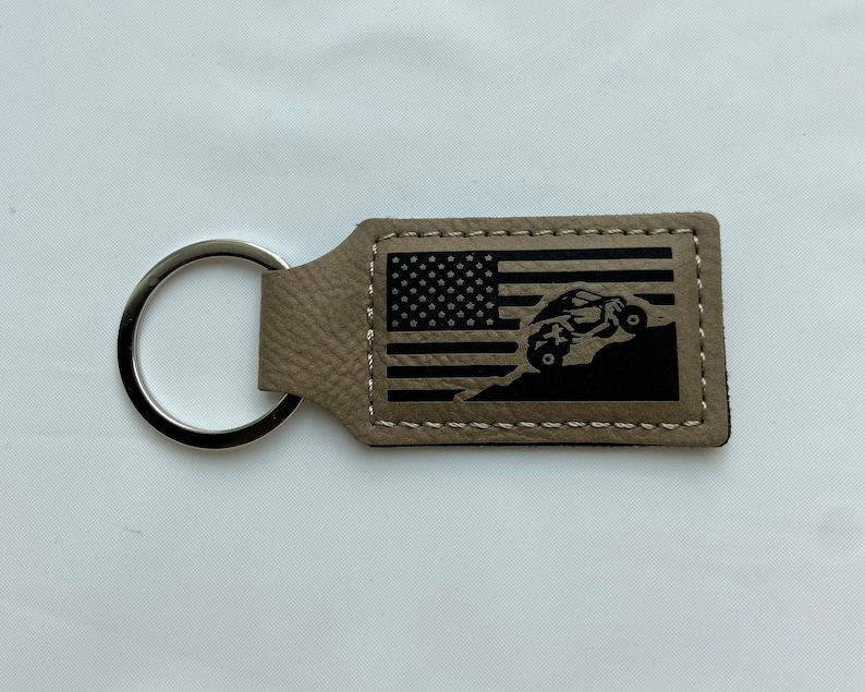 American Flag RZR Keychain: Engraved Faux Leather Off-road Key Fob - Etsy