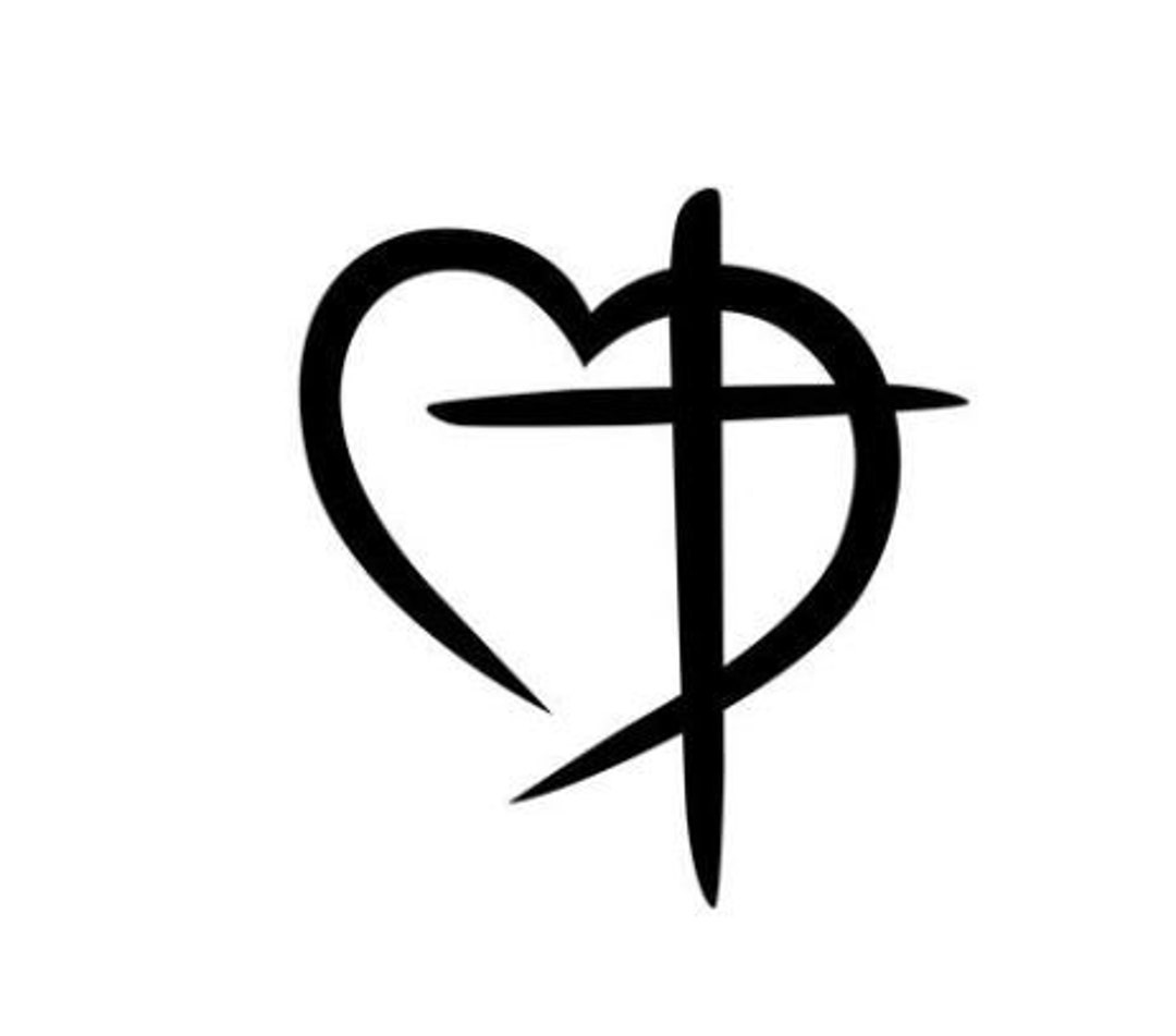 Cross With Heart SVG Cut File - Etsy