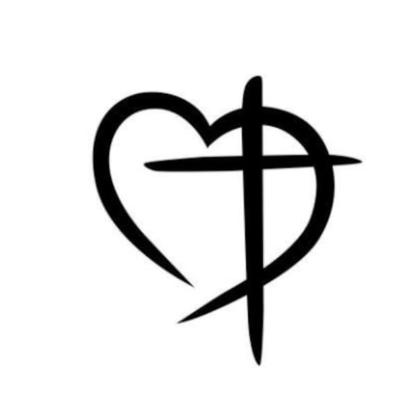 Cross Heart Svg - Etsy