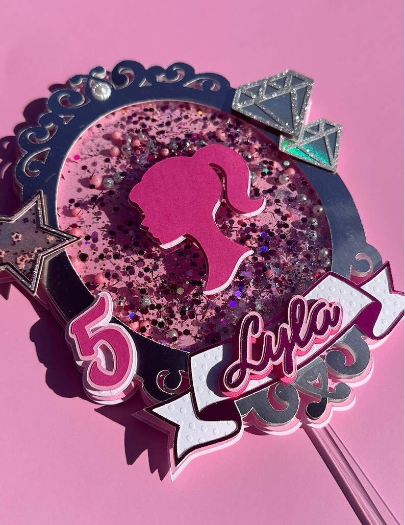 Barb Pink Cake Topper Shaker Cake Topper Doll Birthday Decor - Etsy