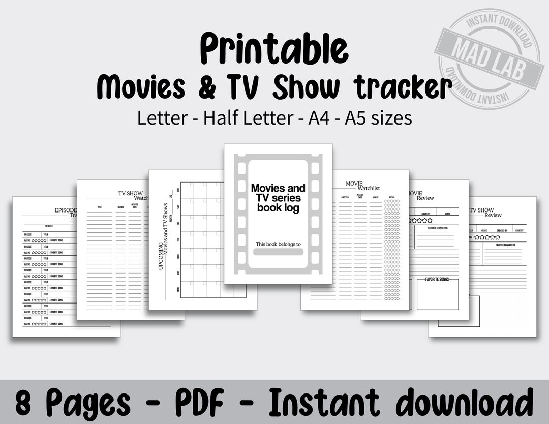 Movie and TV Show Book Log / TV Tracker, Movie Tracker, Episode Tracker ...