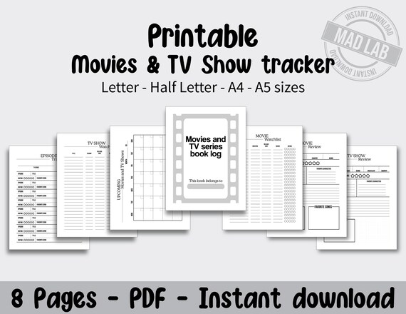 Movie and TV Show Book Log / TV Tracker Movie Tracker - Etsy