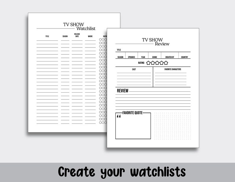 Movie and TV Show Book Log / TV Tracker, Movie Tracker, Episode Tracker ...