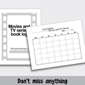 Movie and TV Show Book Log / TV Tracker, Movie Tracker, Episode Tracker ...