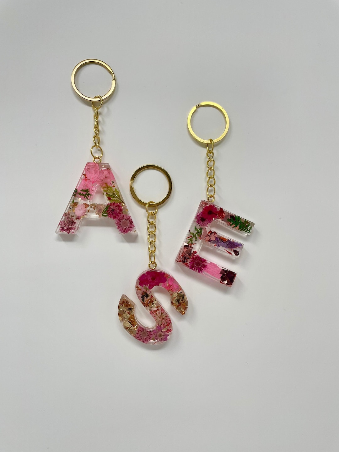 Floral Letter Keychain Custom - Etsy