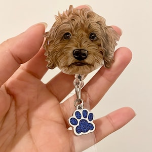 Personalized Handdrawn Pet Badge Reel - Etsy