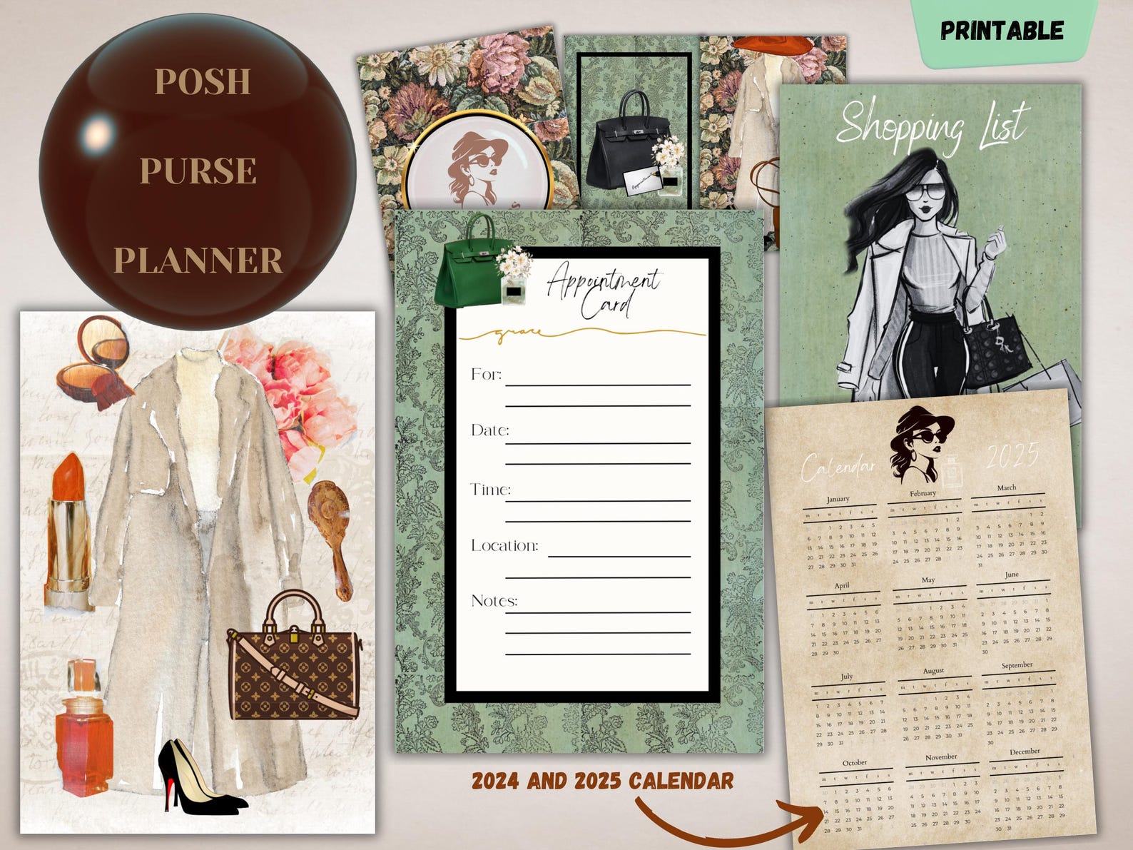Printable Pocket Planner Inserts for Purse and Wallet Appointment Cards ...