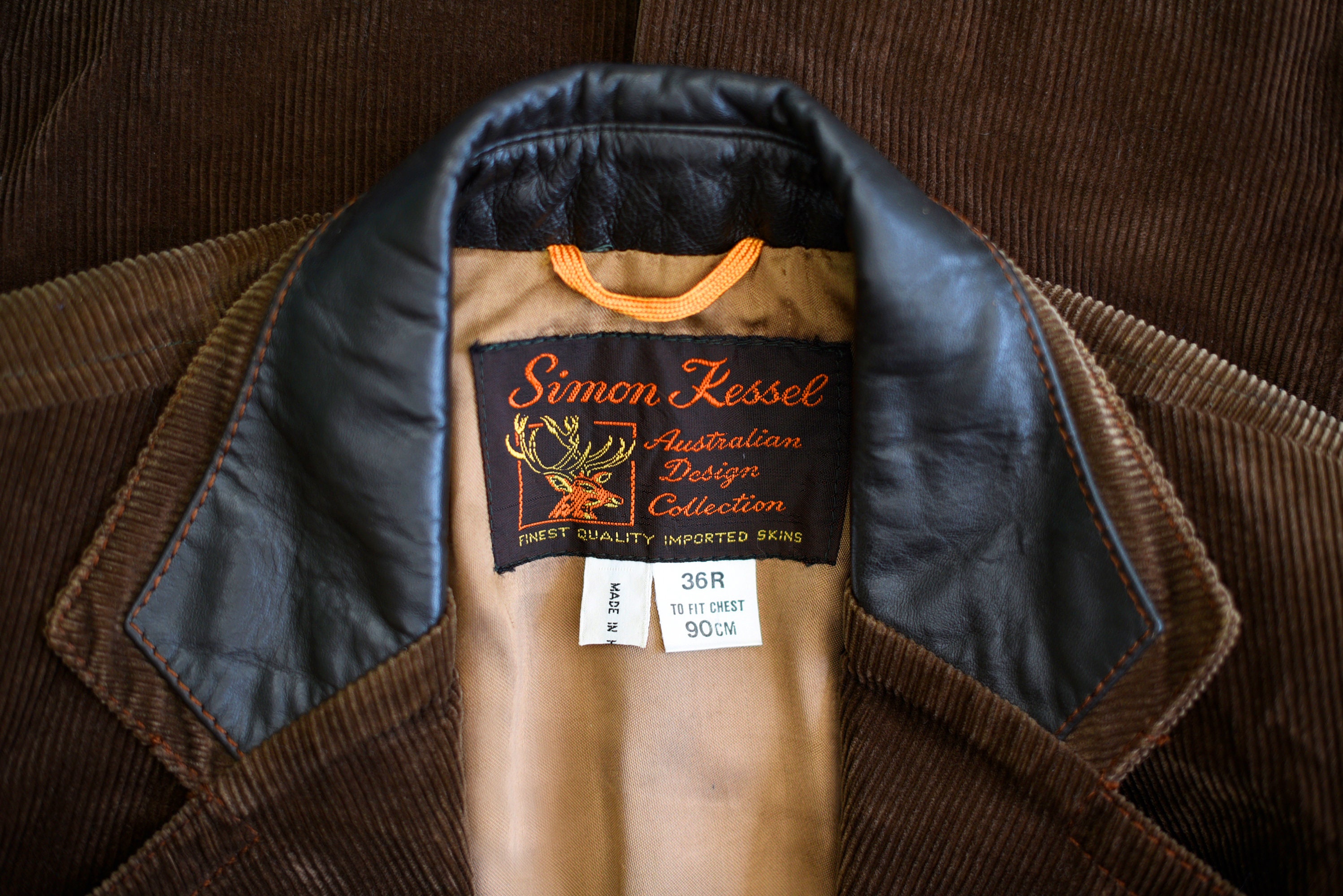 Vintage 70s Choc BROWN CORDUROY W LEATHER Trims Jacket Blazer Simon ...