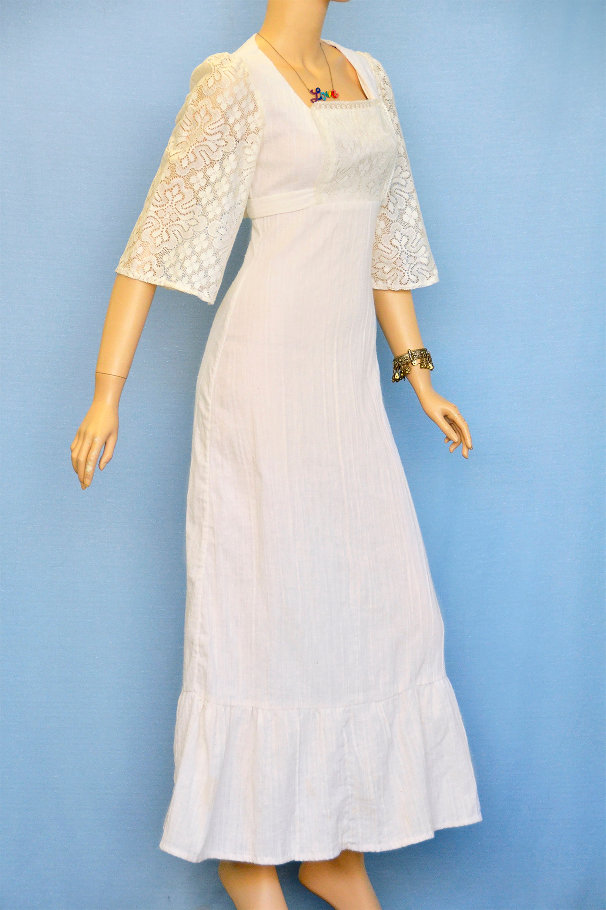 Vintage 70s COTTAGECORE Prairie LACE Maxi Dress Gunne Sax - Etsy