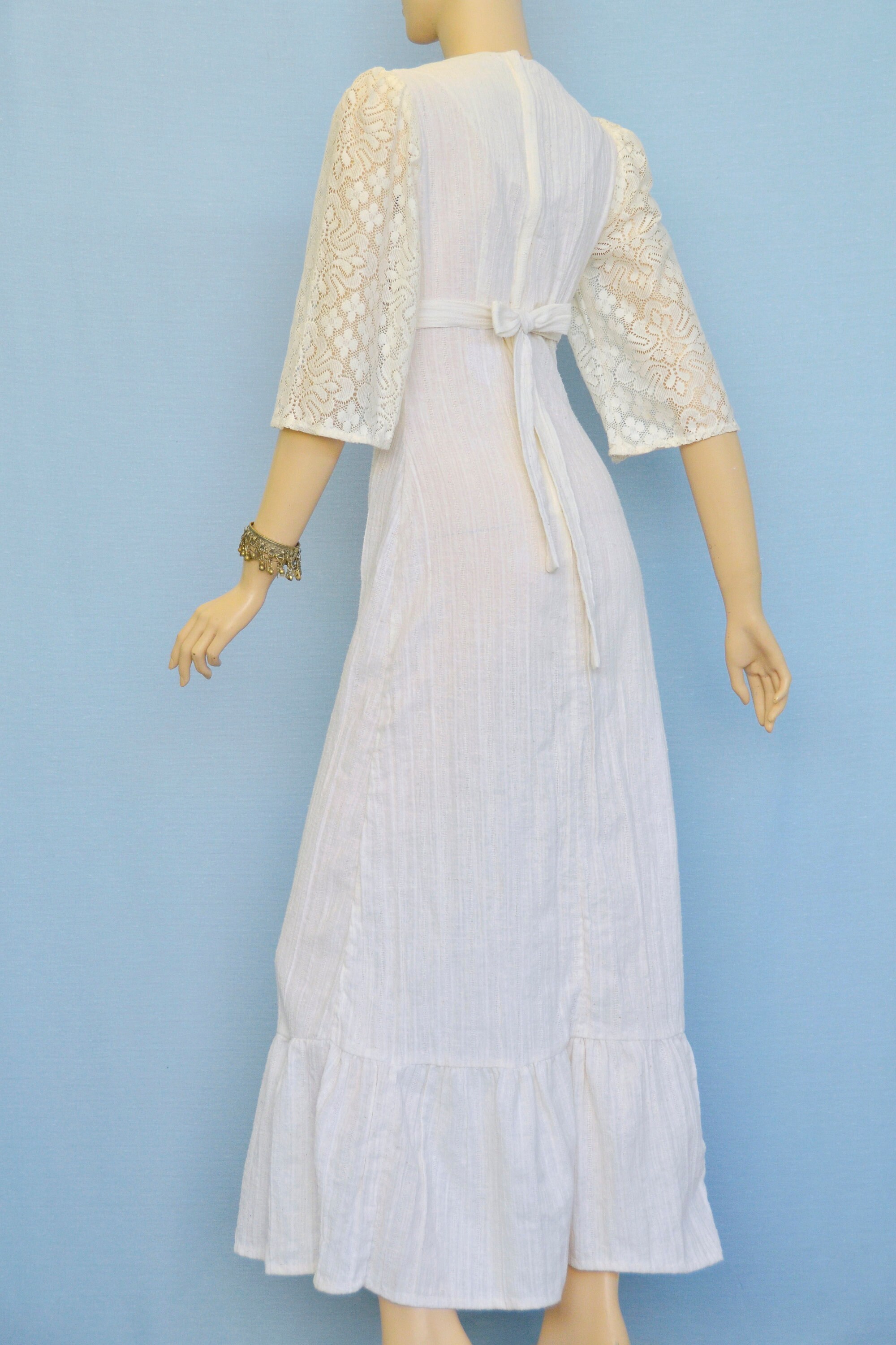 Vintage 70s COTTAGECORE Prairie LACE Maxi Dress Gunne Sax - Etsy