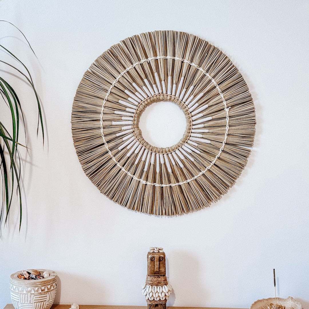 Straw Wall Decoration Straw Wall Art Raffia Wall Hanging Balinese Wall ...