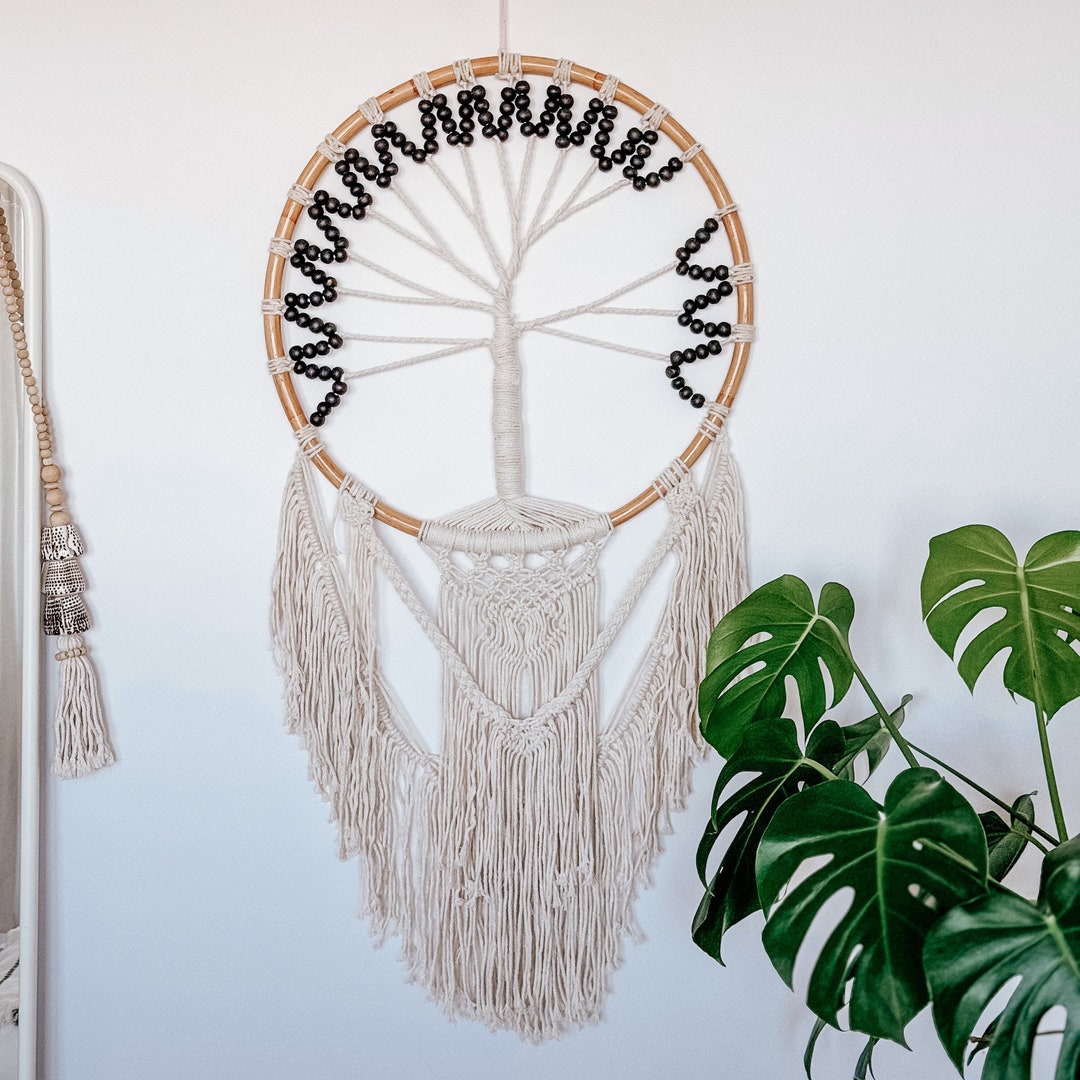 Großer Baum des Lebens Makramee Wandbehang Große Makramee Wanddekoration Dreamcatcher Baum des ...