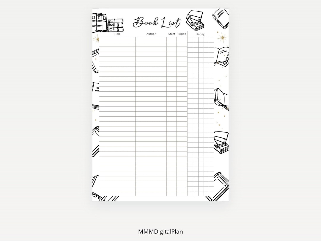 Book List Digital Download/printable - Etsy