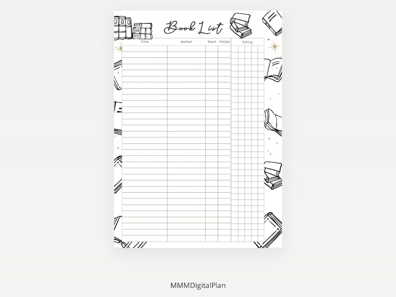 Book List Digital Download/printable - Etsy