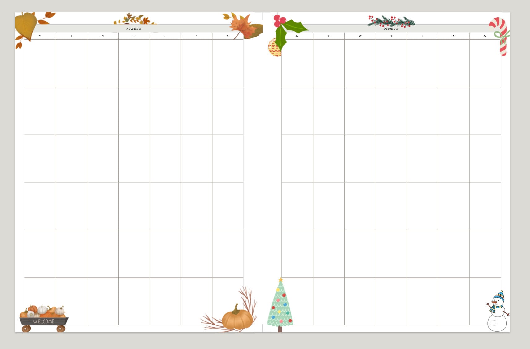 Yearly Calendar Digital Download/printable - Etsy