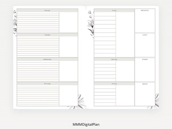 Weekly Flower Planner Digital Download/printable - Etsy