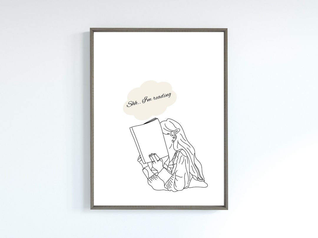 Shh.. I'm Reading Digital Wall Art, Bookish Prints Gifts, Female Line ...
