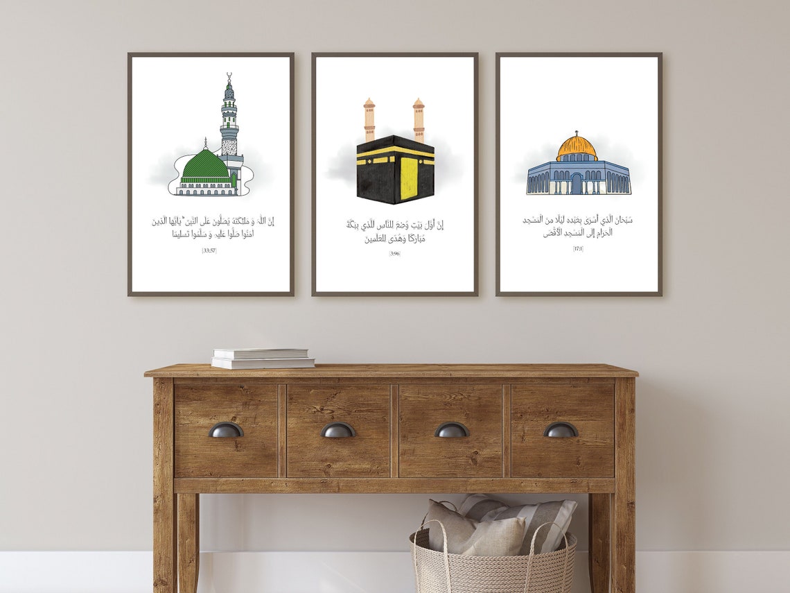 Islamic Posters 3 Masjid Wall Art, Masjid Al-aqsa, Masjid Al-nabawi ...