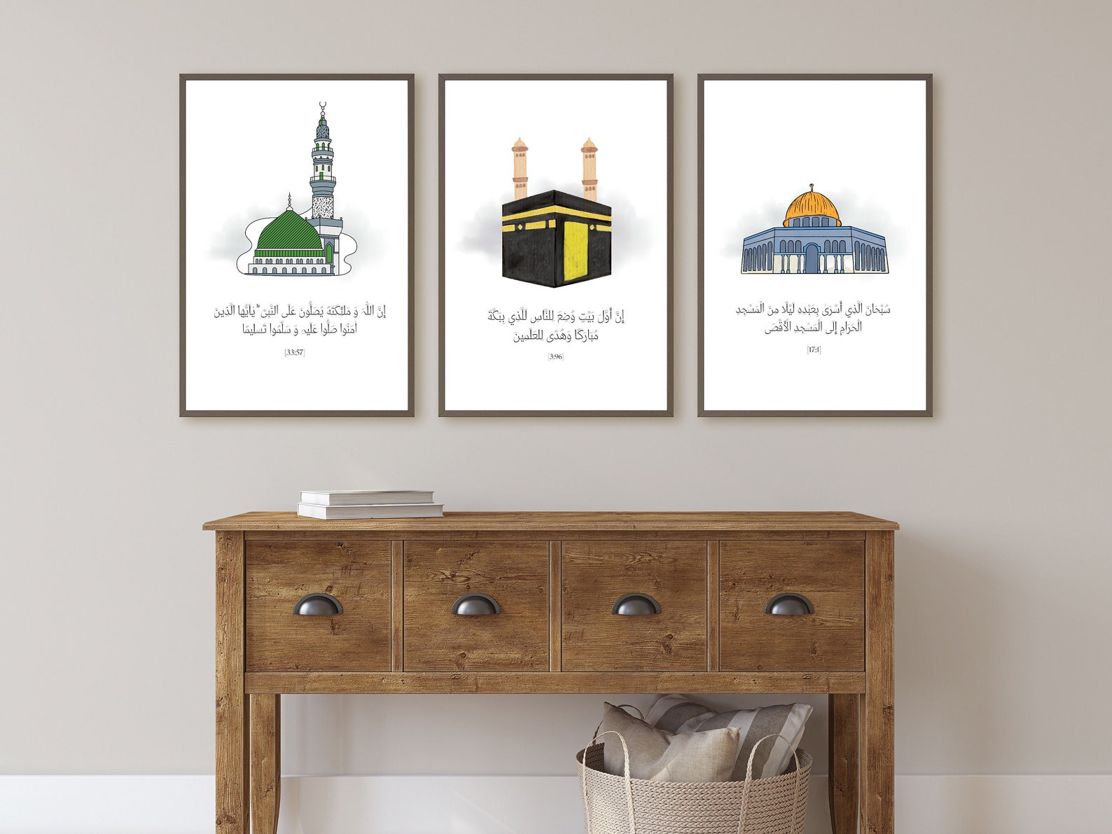 Islamic Posters 3 Masjid Wall Art, Masjid Al-aqsa, Masjid Al-nabawi ...