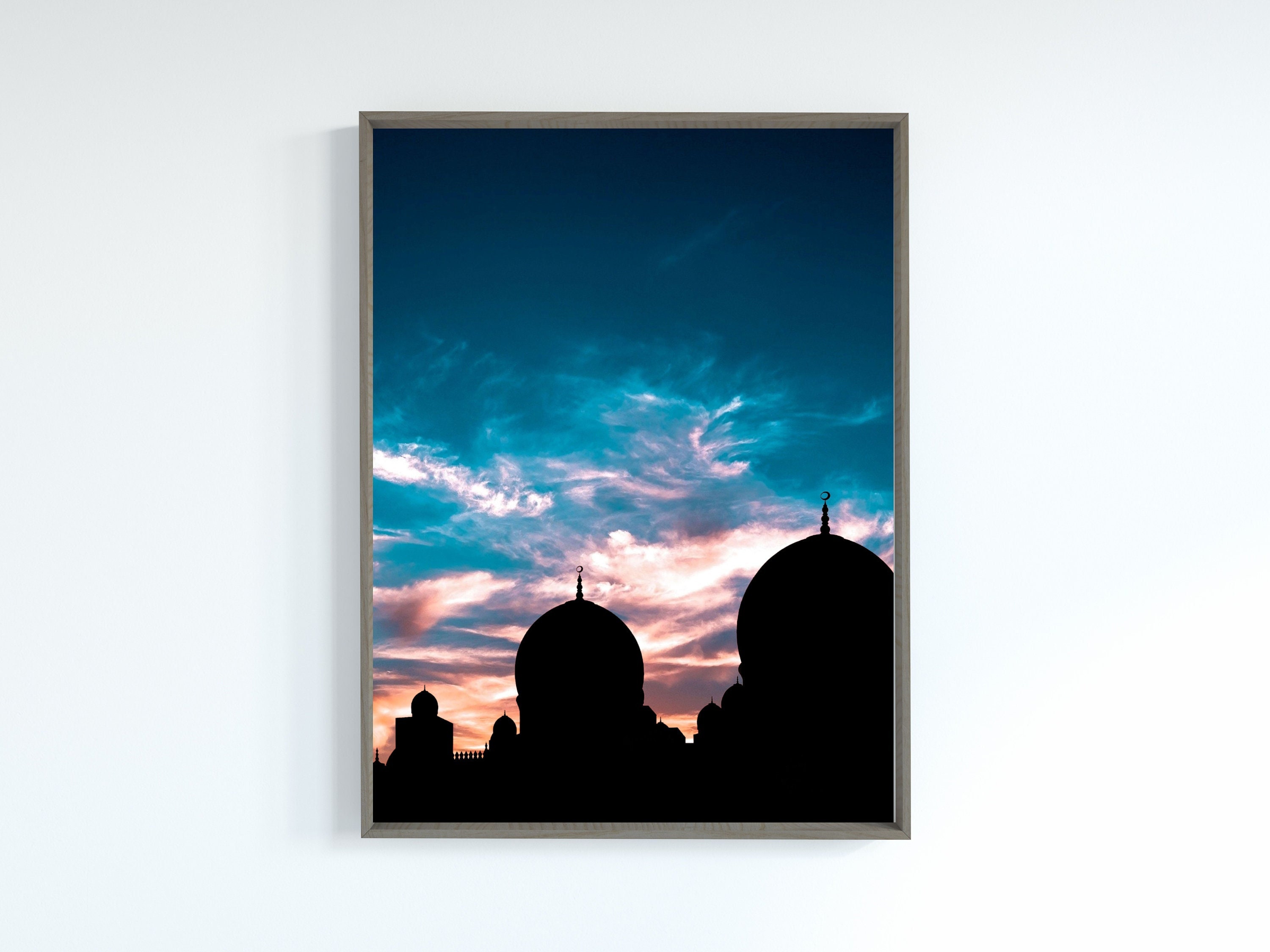 Mosque Outline Islamic Wall Art, Beautiful Sky Muslim Digital Art - Etsy