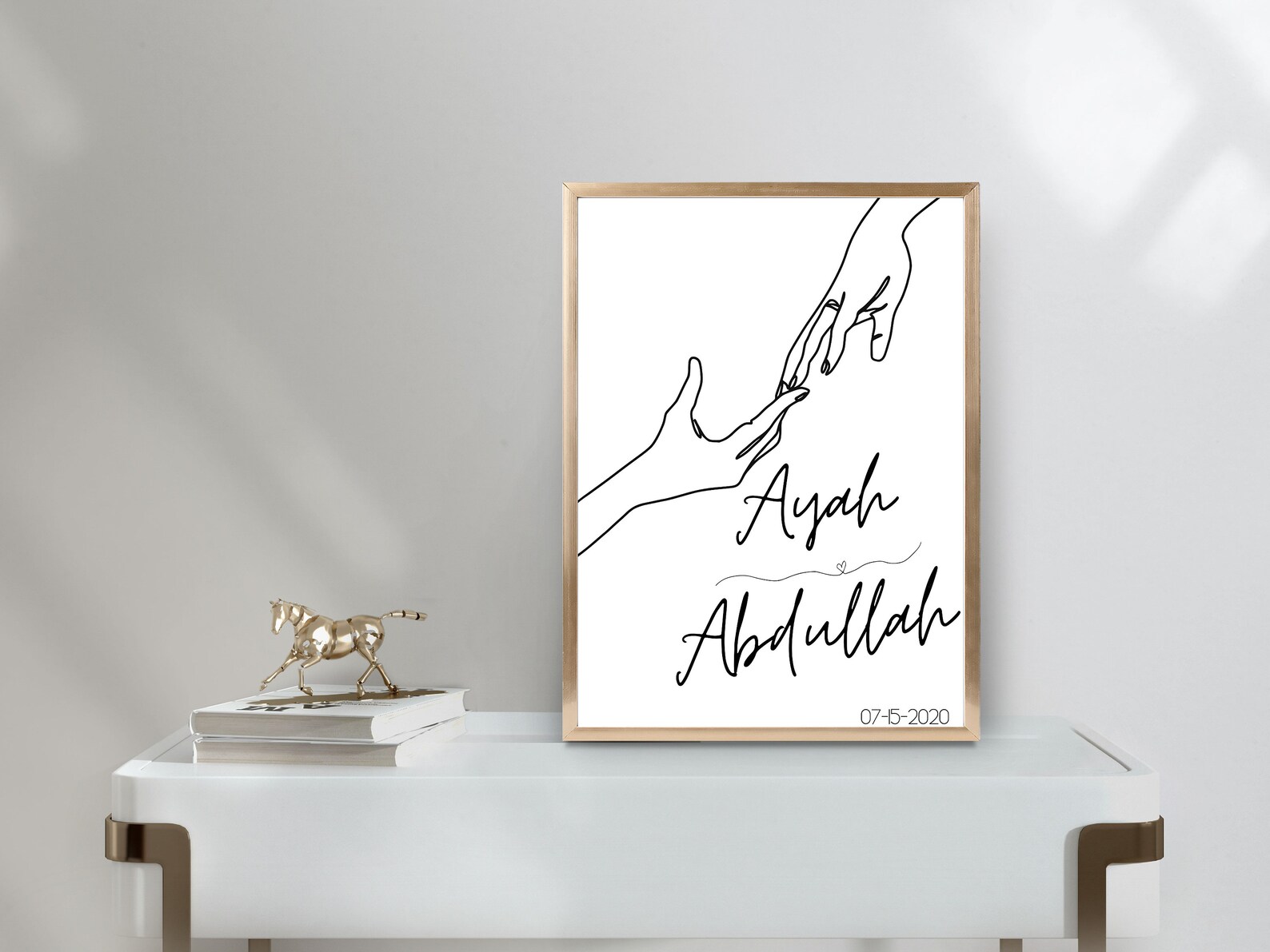 Hand Art Couple Printable Gift, Personalized Wedding Digital Print ...