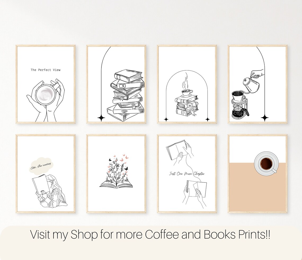 Stack of Books and Leaves Bookish Prints Digital Wall Art, Floral ...