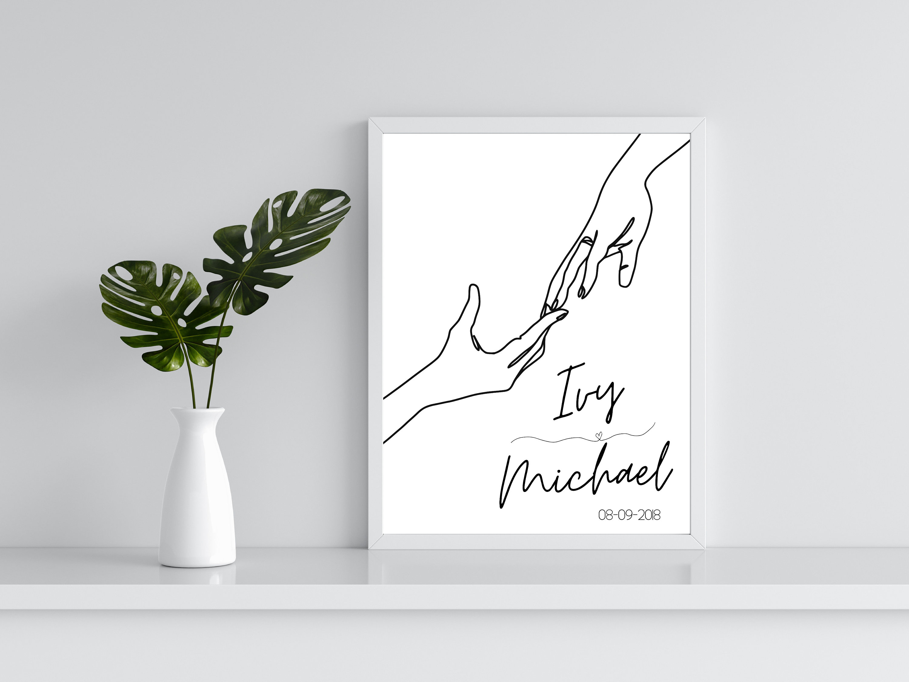 Hand Art Couple Printable Gift, Personalized Wedding Digital Print ...