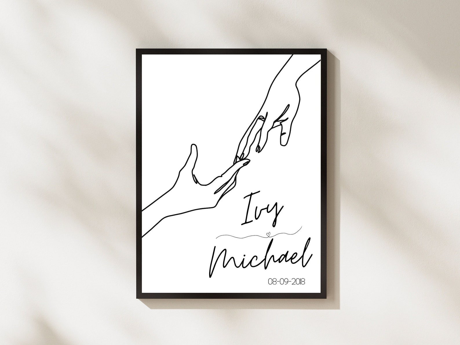 Hand Art Couple Printable Gift, Personalized Wedding Digital Print ...