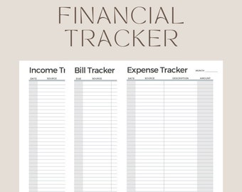 Printable Minimal Financial Tracker Template, Monthly or Yearly ...