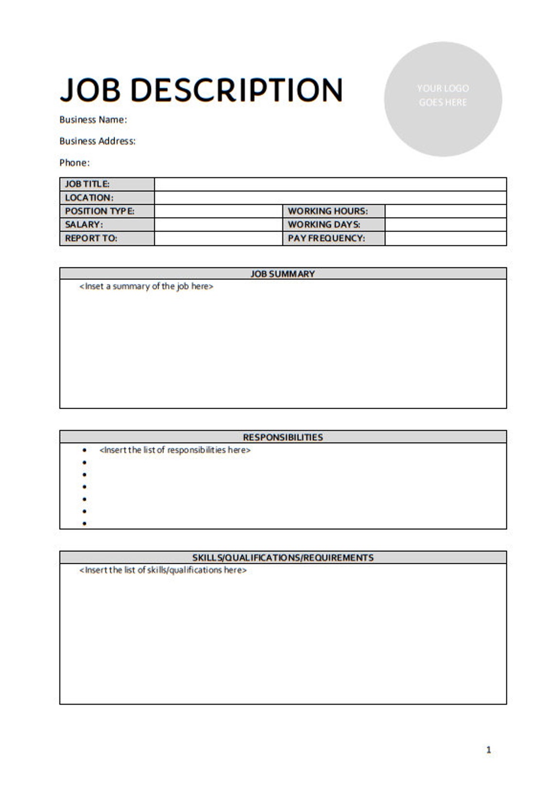 Editable Job Description Template - Streamline Your Hiring Process - Etsy