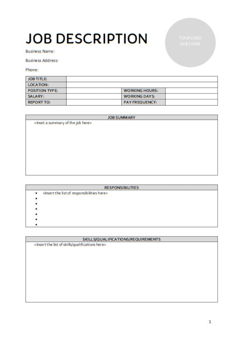 Editable Job Description Template - Streamline Your Hiring Process - Etsy