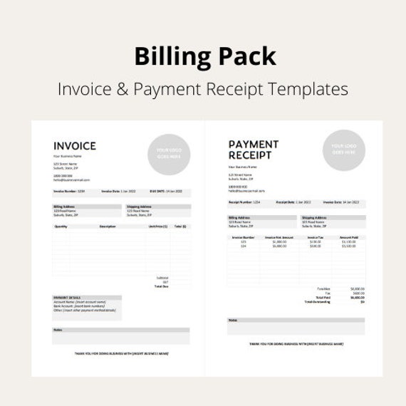 Business Billing Templates Editable Invoice & Payment - Etsy