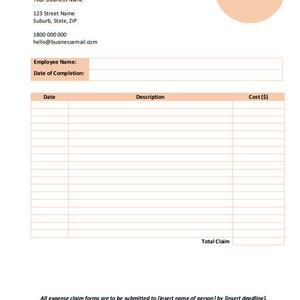 Business Expense Claim Form Template: Editable MS Word, 3 Colors - Etsy
