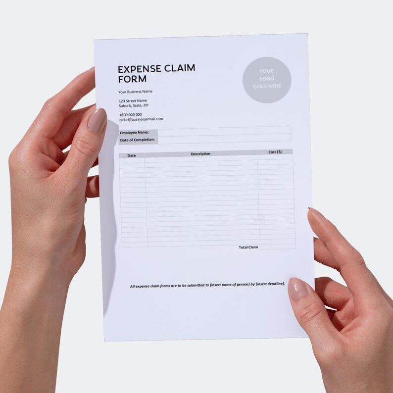 Business Expense Claim Form | Editable MS Word Template (3 Colors ...
