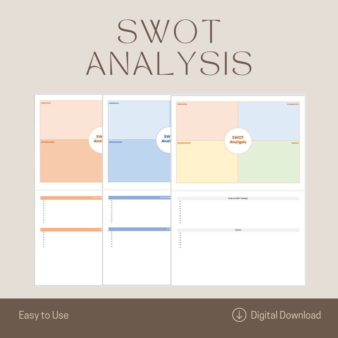 SWOT Analysis Template Editable in MS Word or Print 3 Colours - Etsy UK