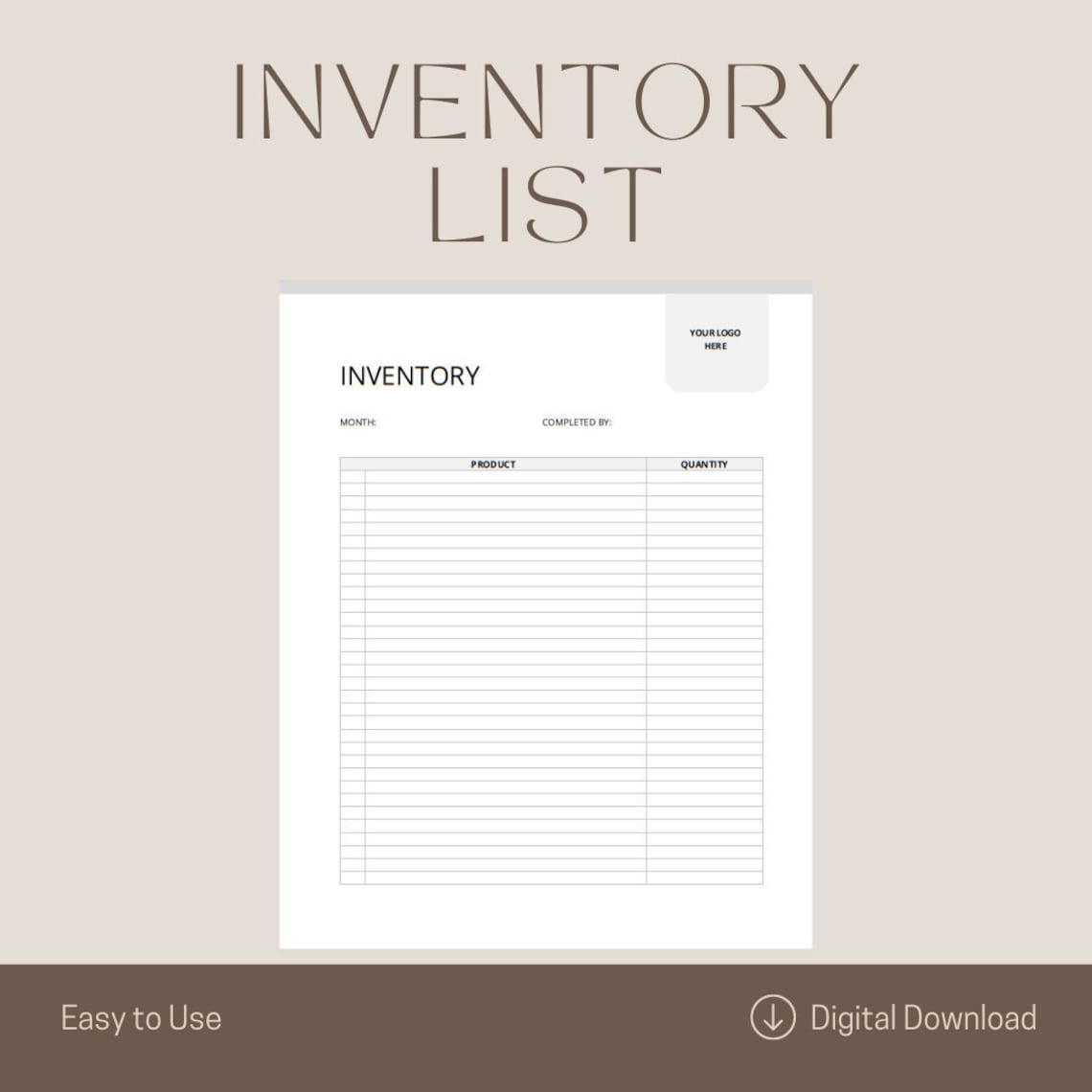 Simple & Editable Product Inventory List Template - MS Word - Etsy
