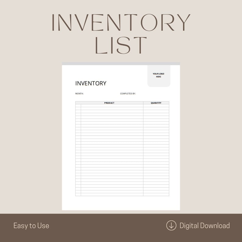 Simple & Editable Product Inventory List Template - MS Word - Etsy