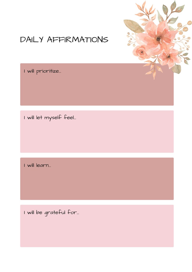 Blank Printable Daily Journal Page, Affirmation Pages, Note Page ...