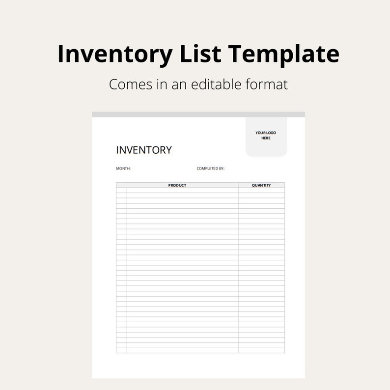 Simple & Editable Product Inventory List Template MS Word | Etsy