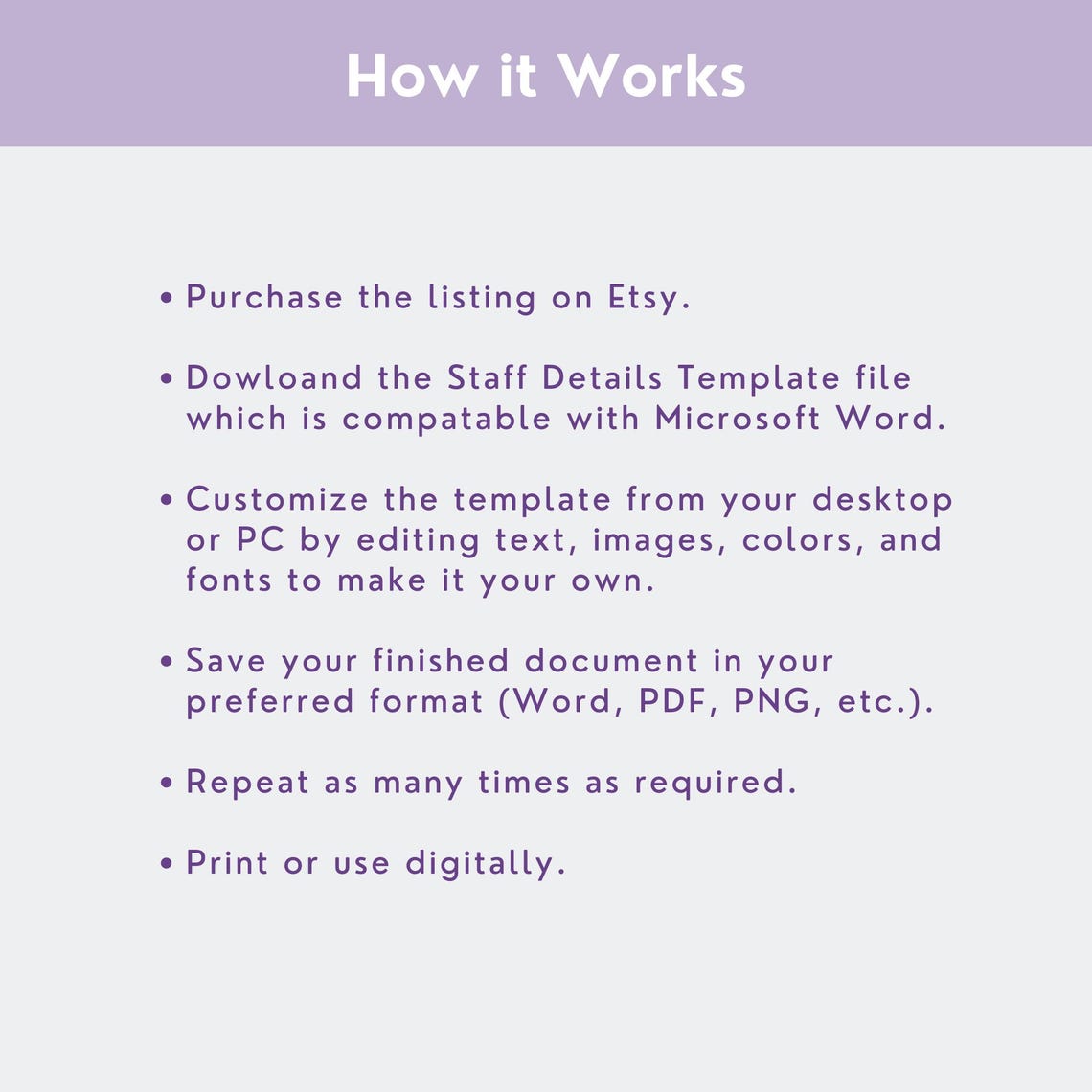 Staff Details Template | HR & Employee Information Sheet | Digital ...