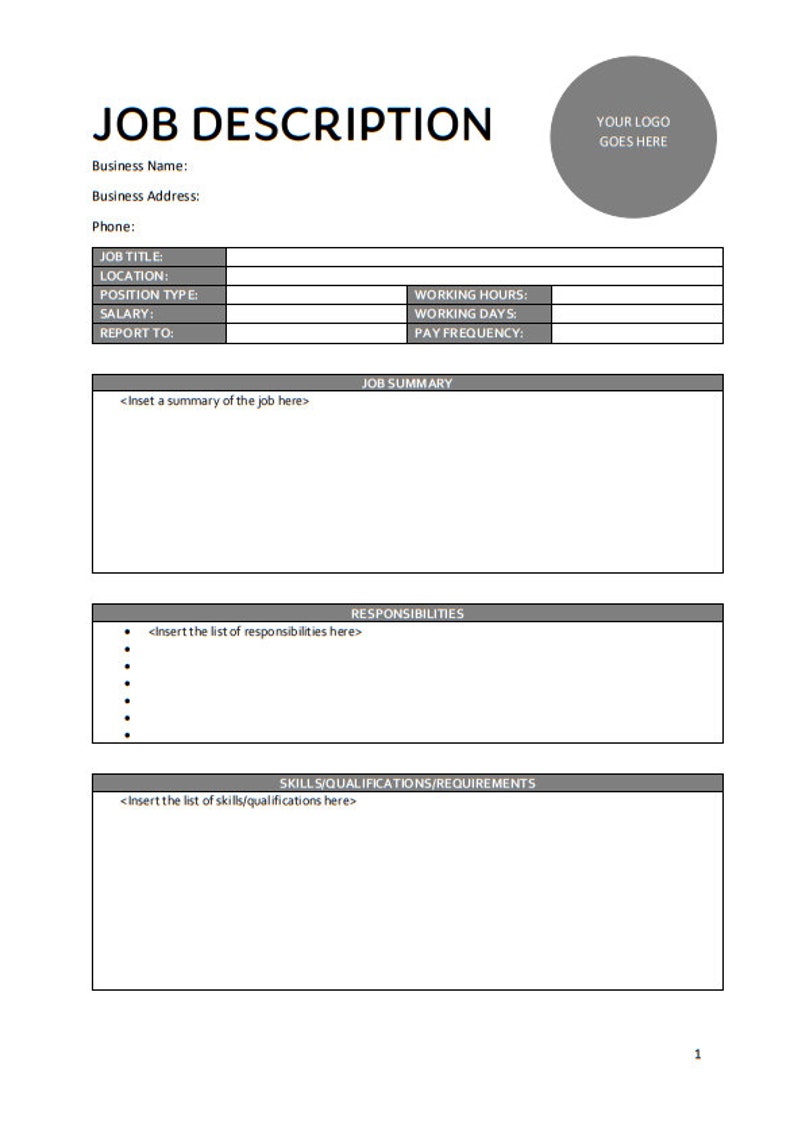 Editable Job Description Template - Streamline Your Hiring Process - Etsy
